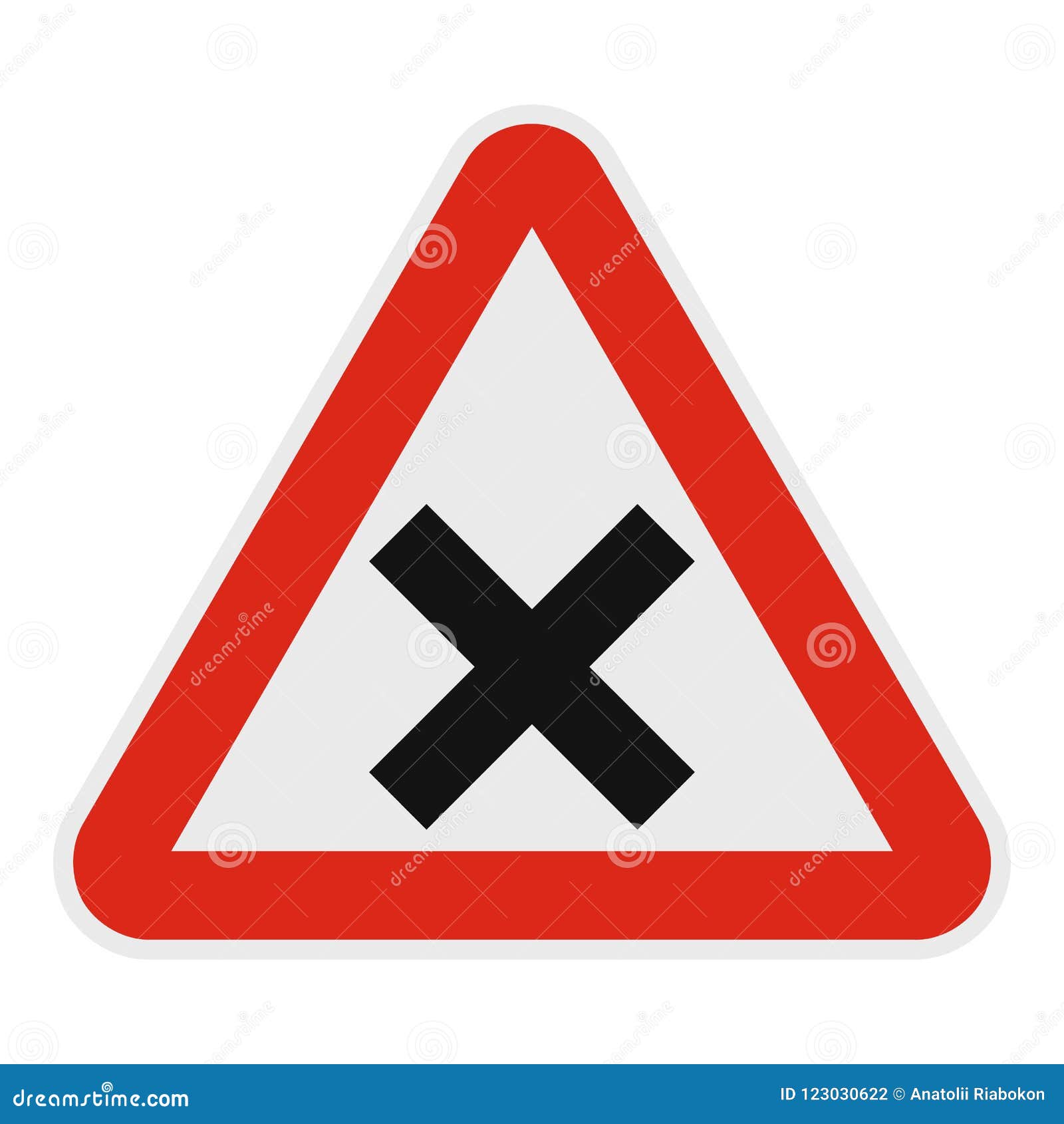 Warning of Intersection Road Icon, Flat Style. Stock Illustration ...