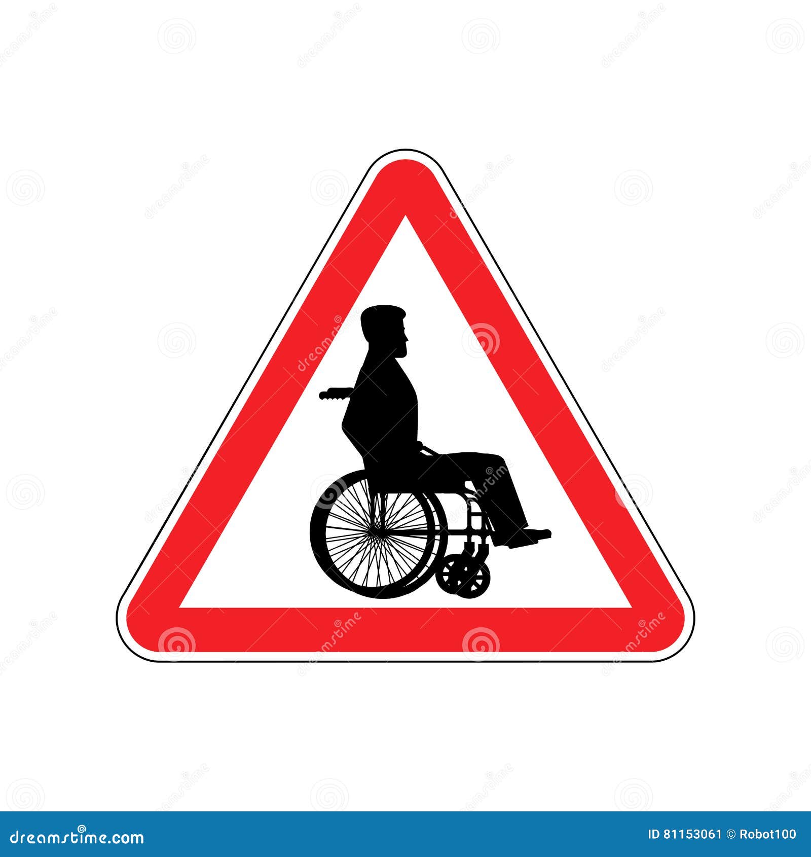 Warning Invalid. Sign Caution Wheelchair on Road Stock Vector ...