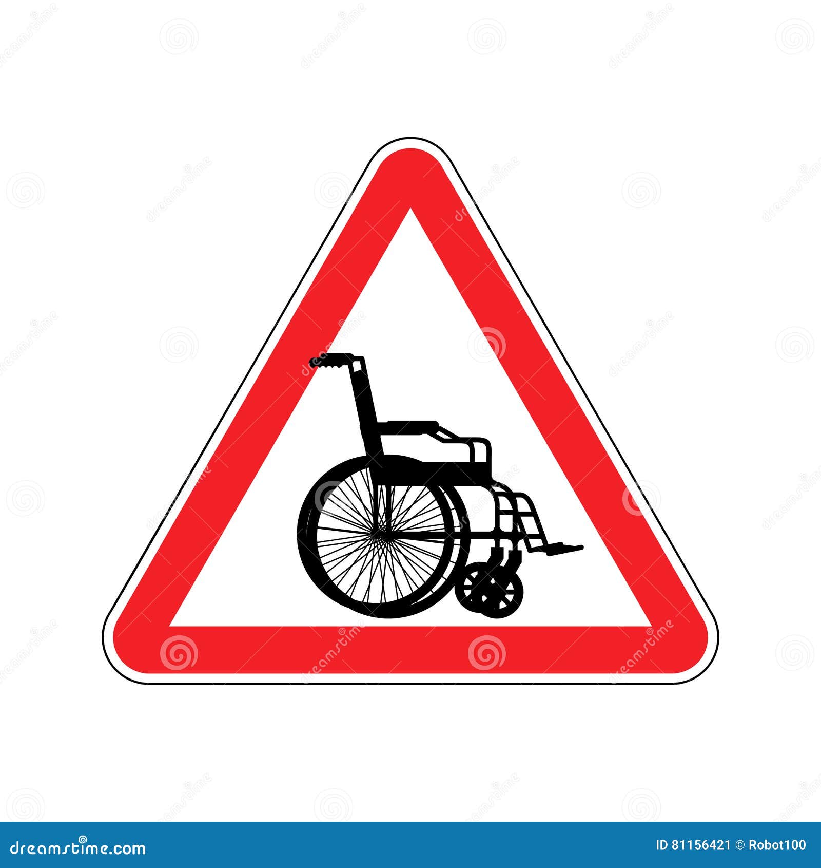Warning Invalid. Sign Caution Wheelchair On Road. Danger Way Symbol Red ...