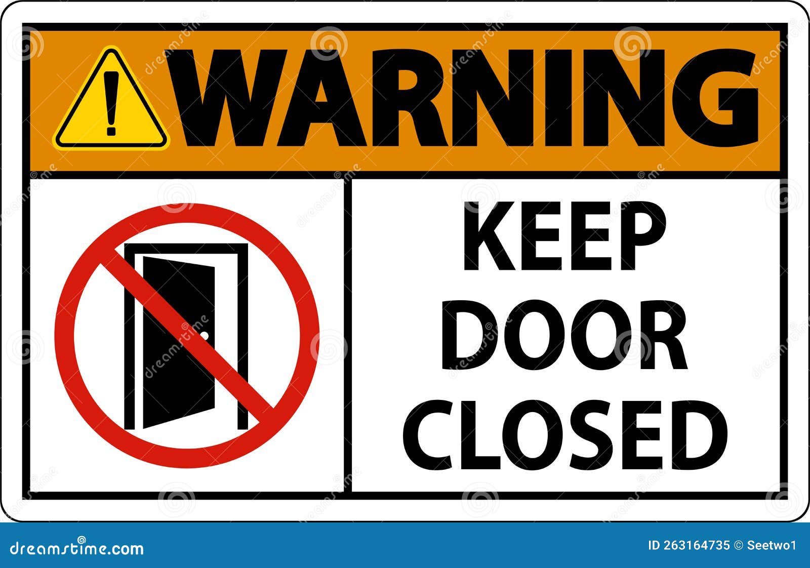 Warning Keep Door Closed Sign on White Background Stock Vector ...
