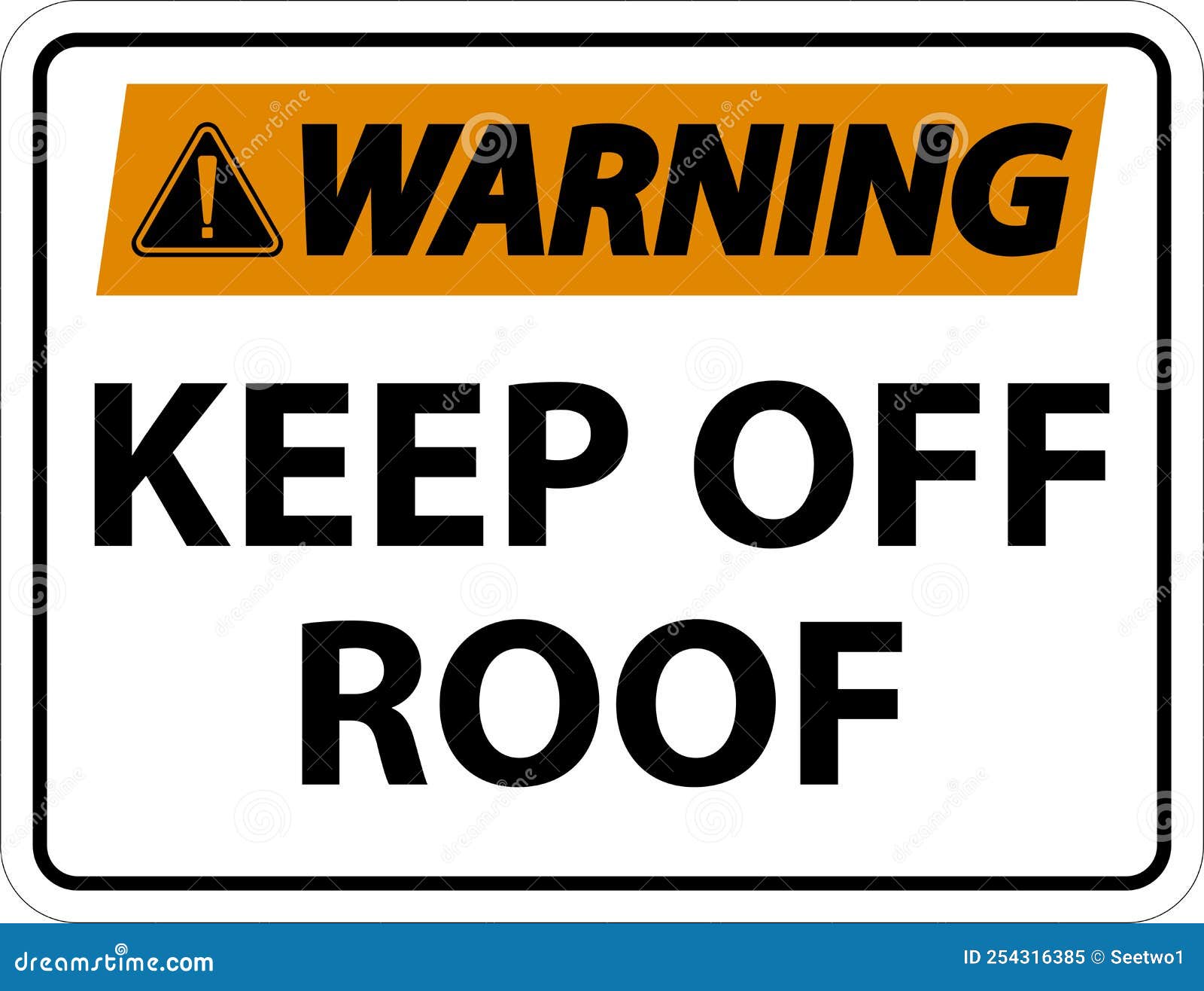 Warning Keep Off Roof Sign on White Background Stock Vector ...