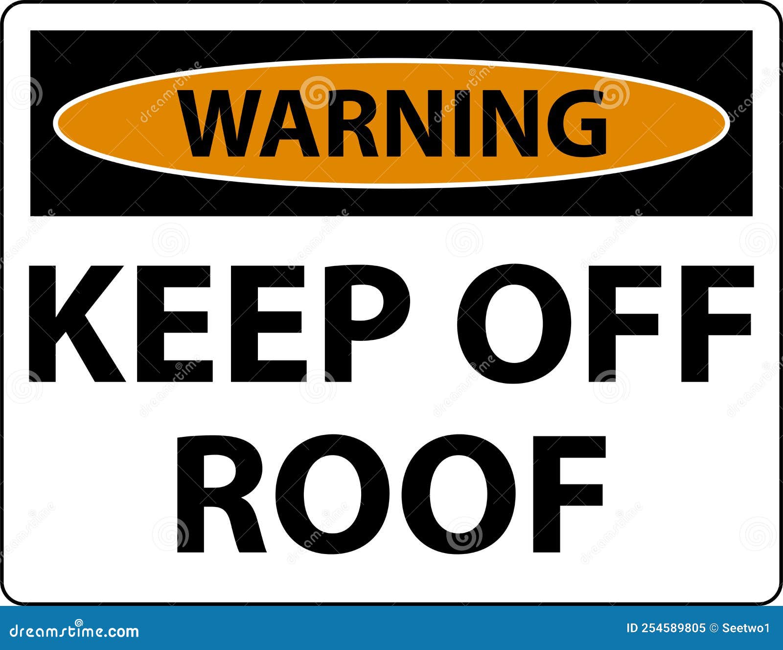 Warning Keep Off Roof Sign on White Background Stock Vector ...