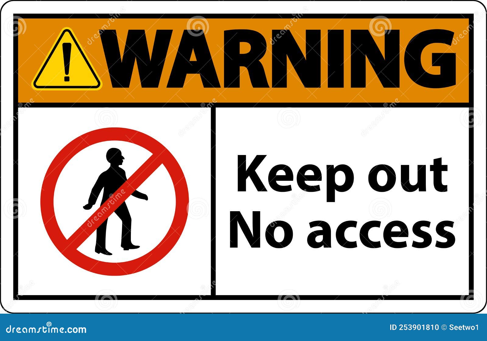 Warning Keep Out No Access Sign on White Background Stock Vector ...