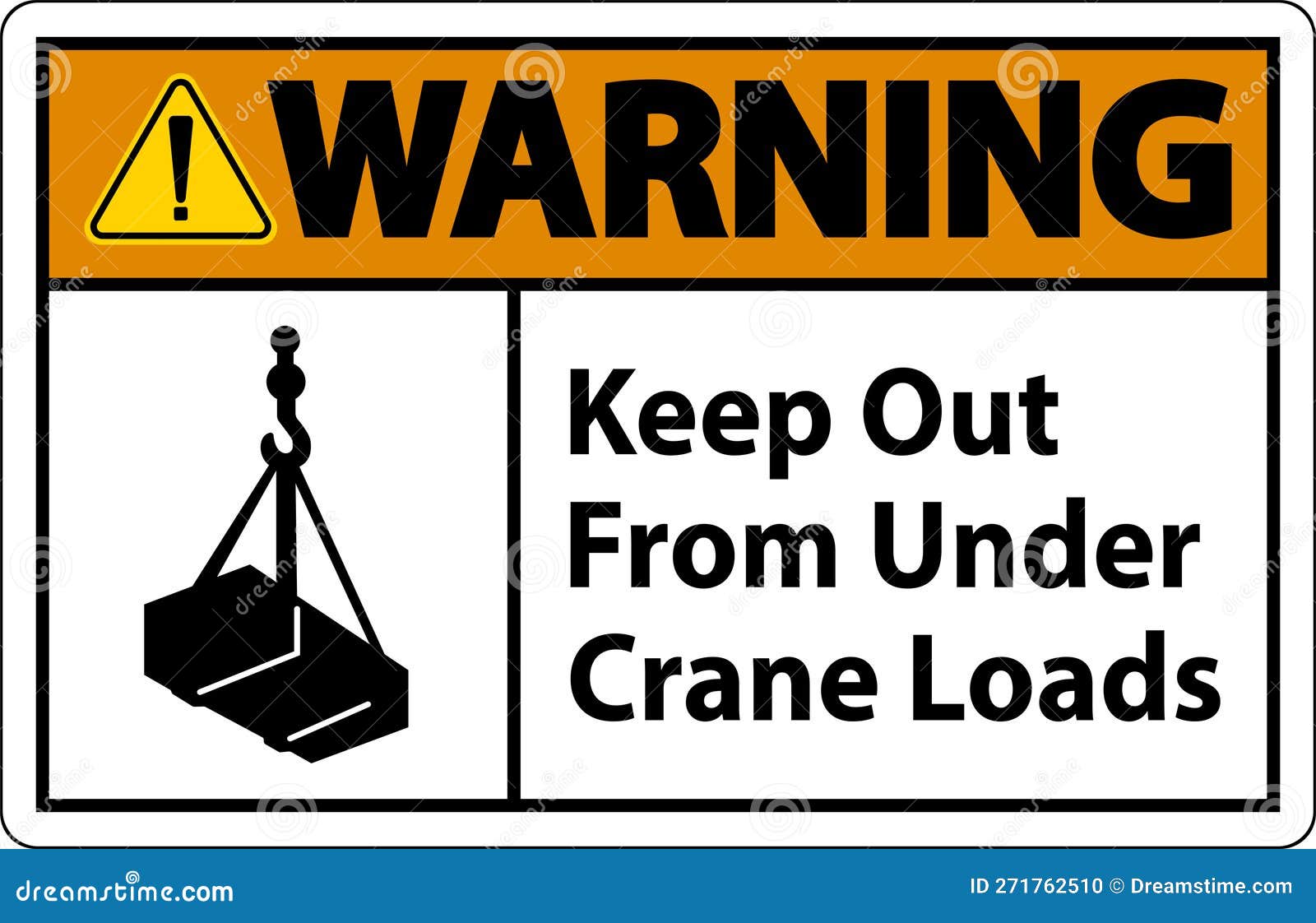 Warning Keep Out from Under Crane Loads Sign Stock Vector ...