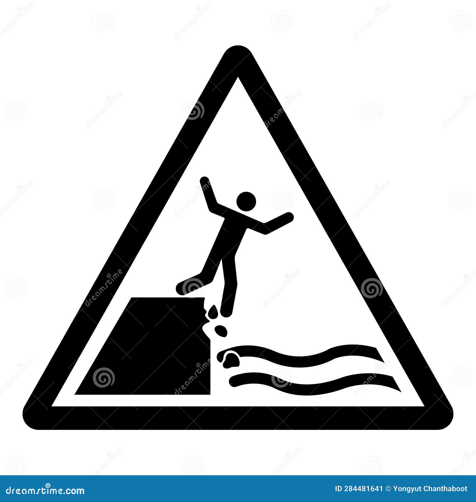Warning Keep Out Unstable Cliff Symbol Sign, Vector Illustration ...