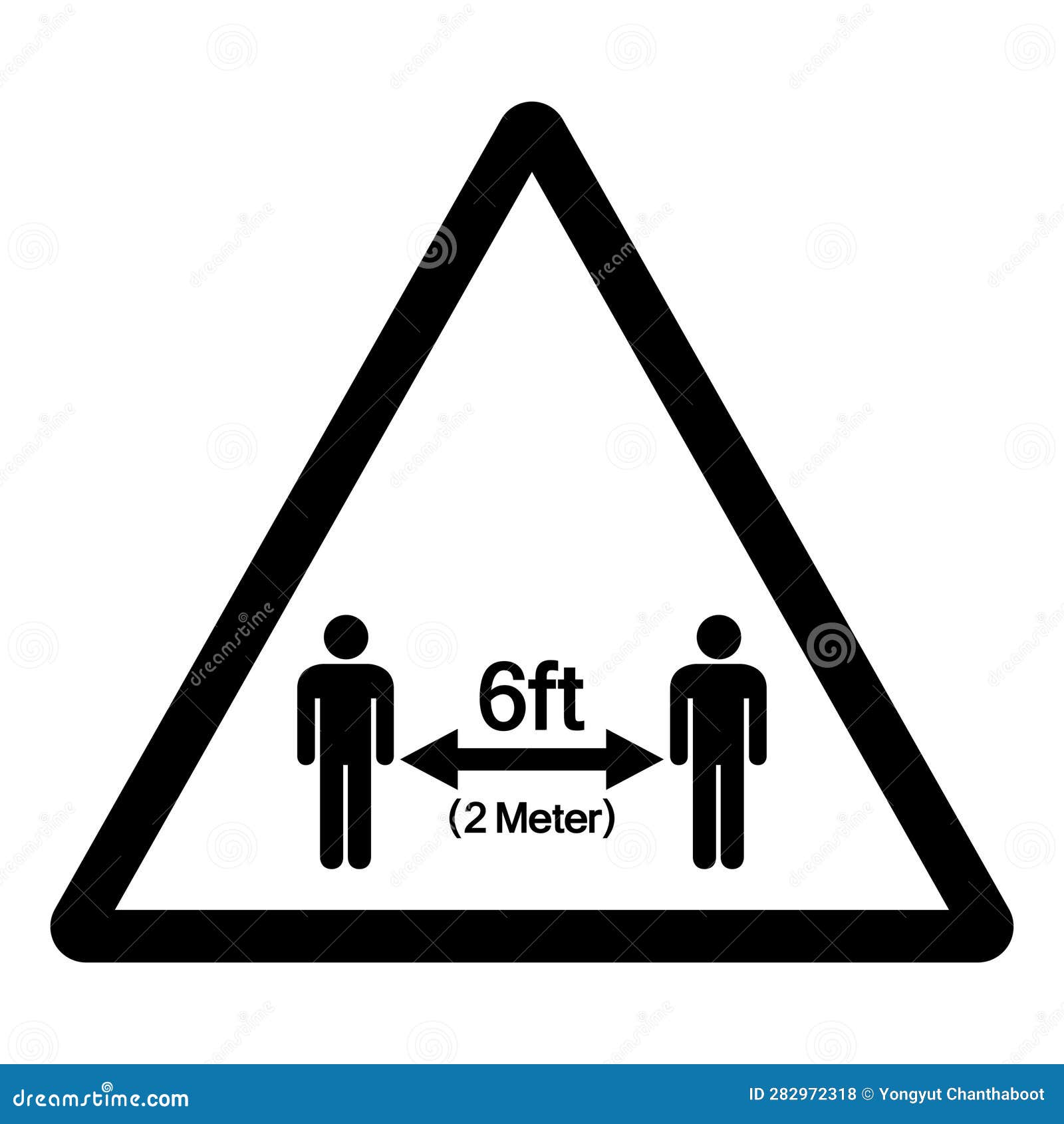 Warning Keep Your Distance 6ft Observe Social Distance Guidance Symbol