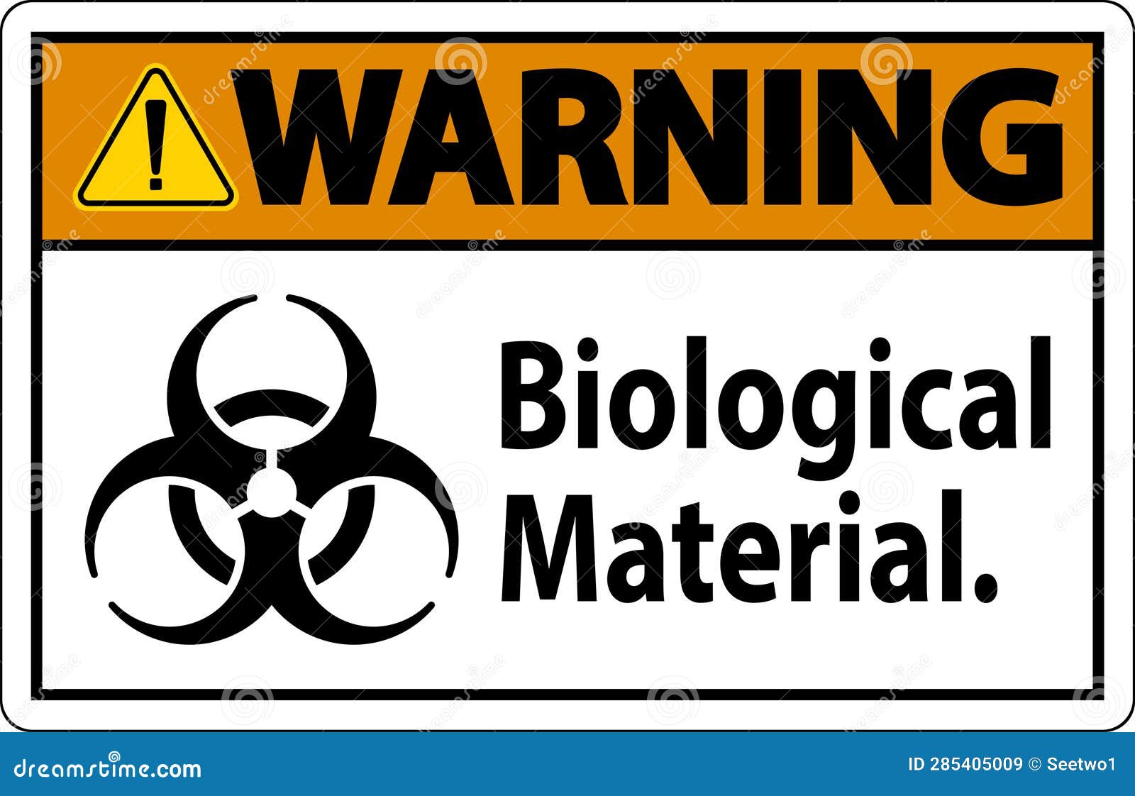 Warning Label Biological Material Sign Stock Vector - Illustration of ...