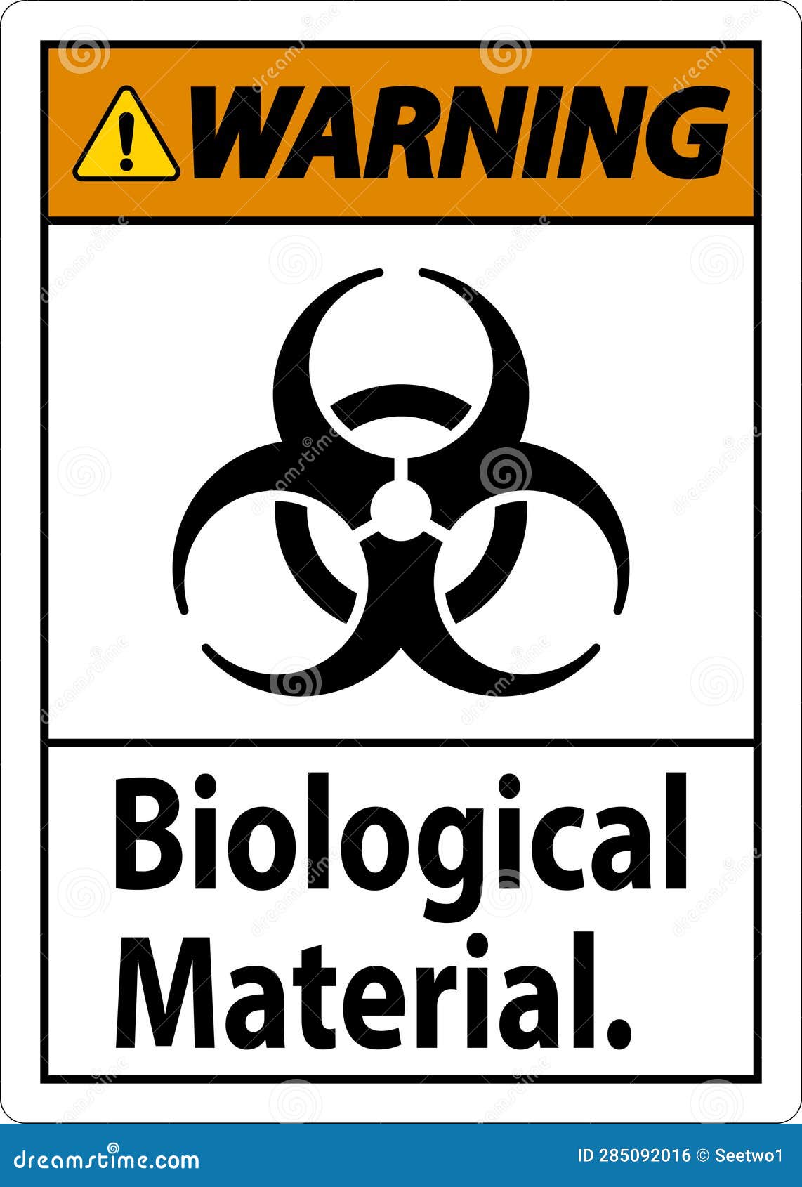 Warning Label Biological Material Sign Stock Vector - Illustration of ...