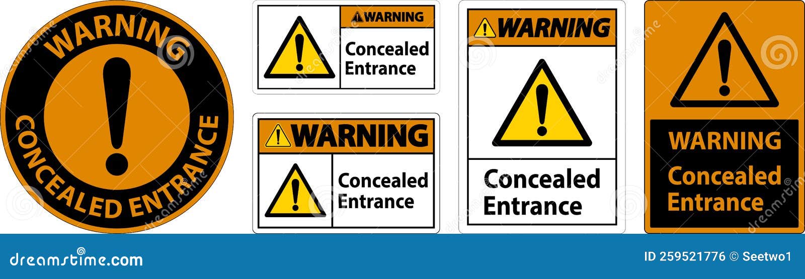 Warning Label Concealed Entrance Sign on White Background Stock Vector ...