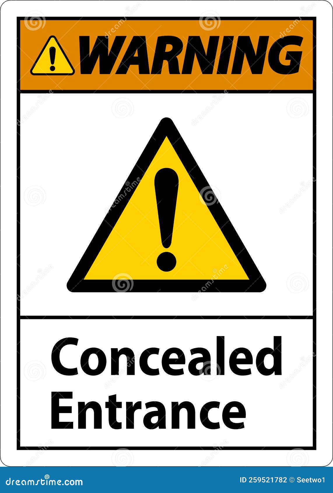 Warning Label Concealed Entrance Sign on White Background Stock Vector ...