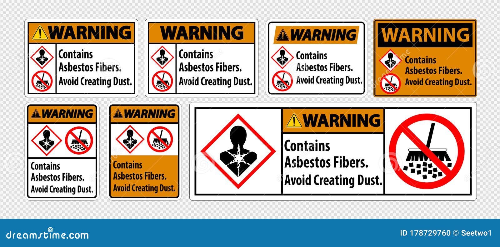 Asbestos Warning Sticker Cartoon Vector | CartoonDealer.com #139840029