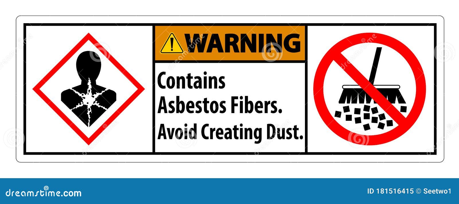 Warning Label Contains Asbestos Fibers,Avoid Creating Dust Stock Vector ...