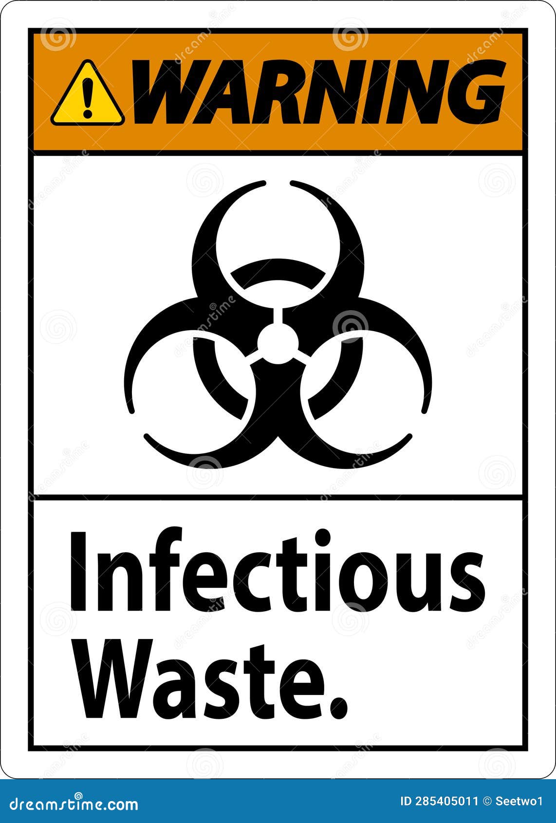 Warning Label Infectious Waste Sign Stock Vector - Illustration of ...