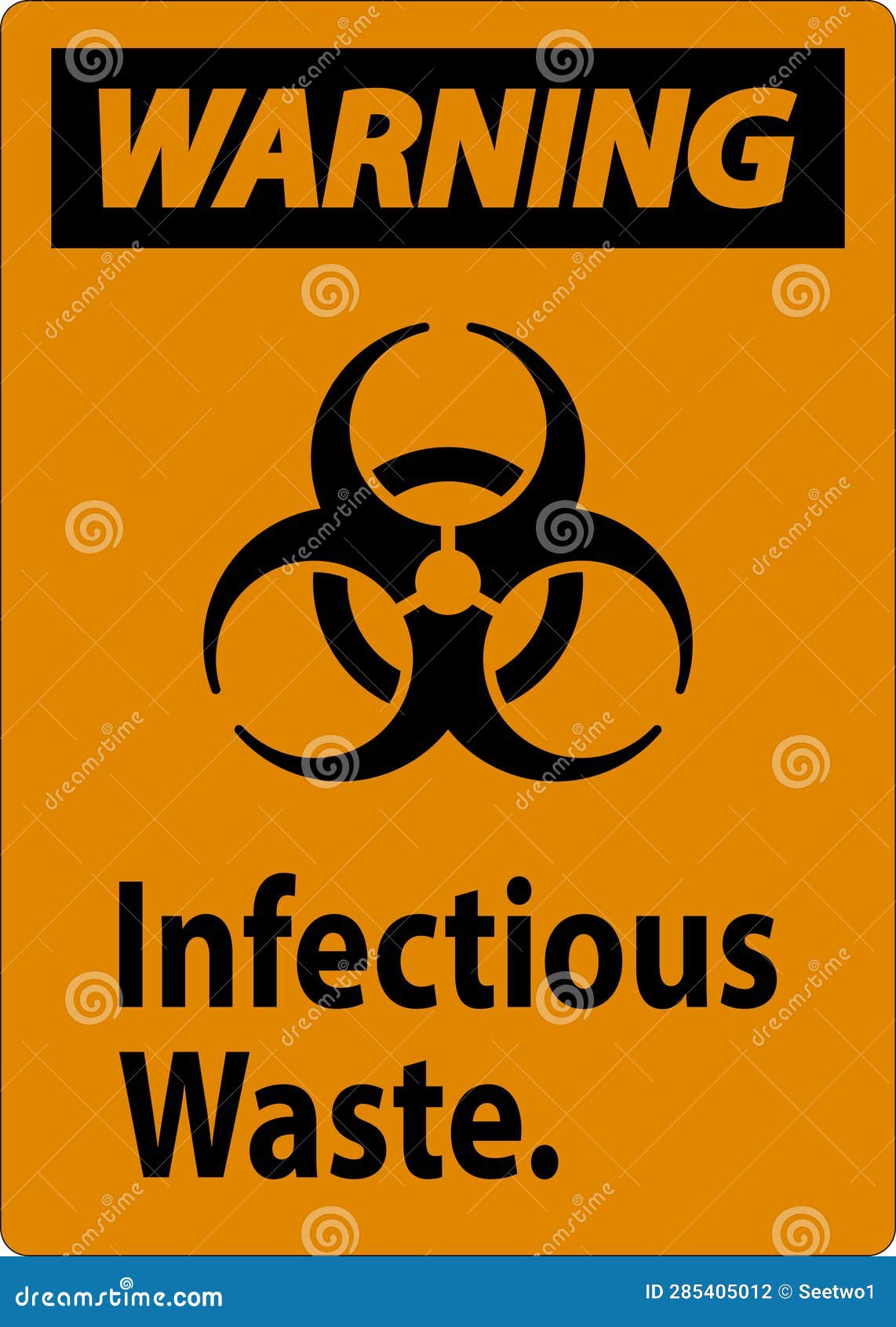 Warning Label Infectious Waste Sign Stock Vector - Illustration of ...