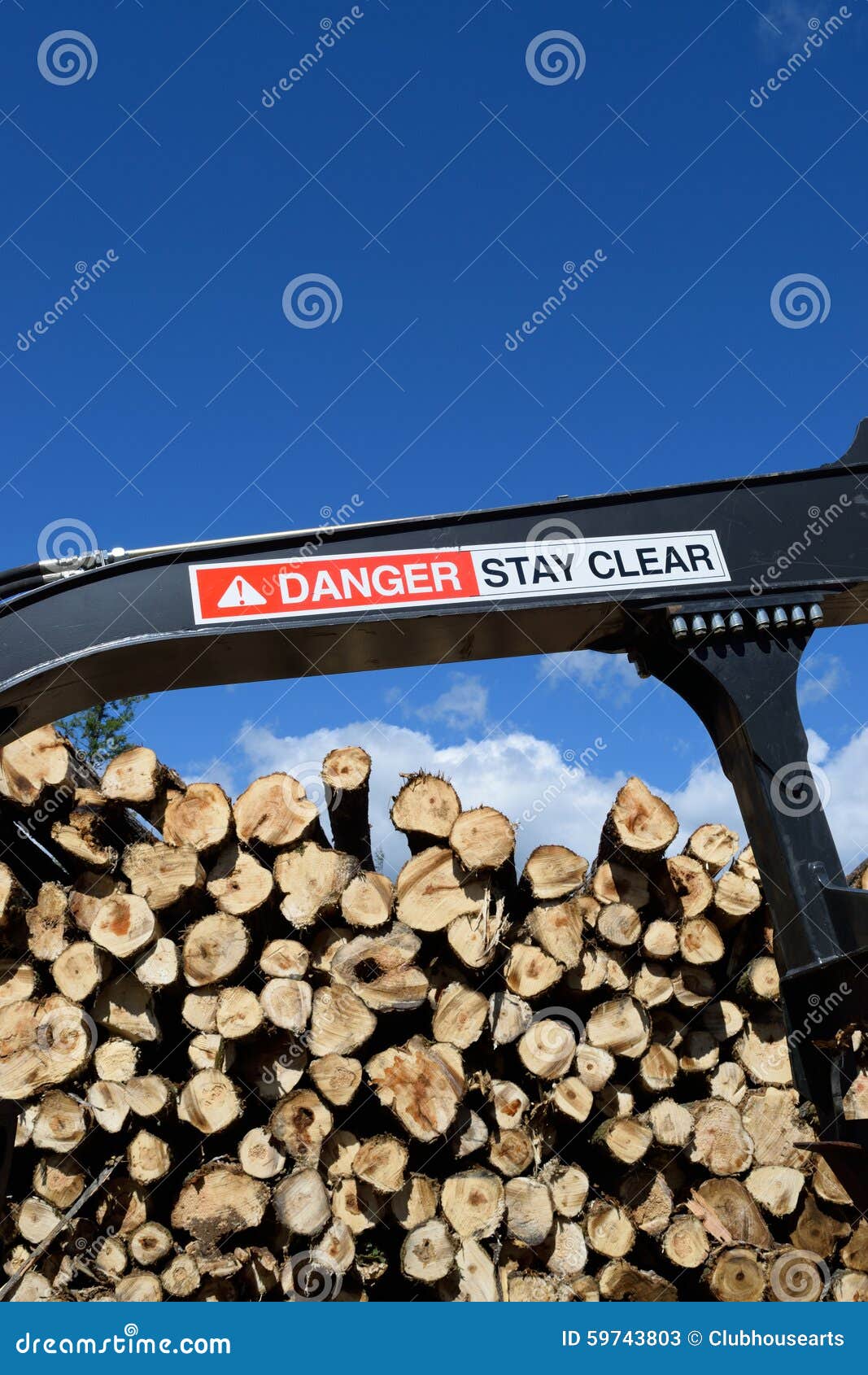 Warning Label on Log Loader Stock Image - Image of harvesting, load ...