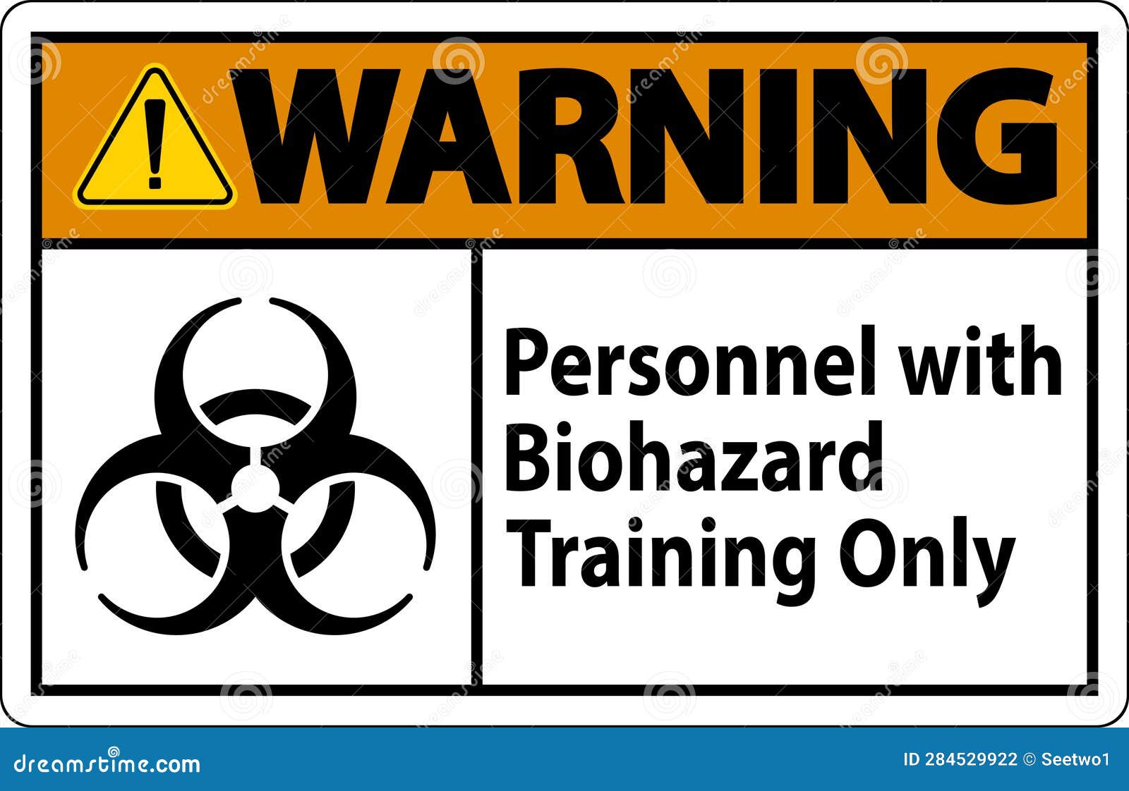 Warning Label Personnel with Biohazard Training only Stock Vector ...