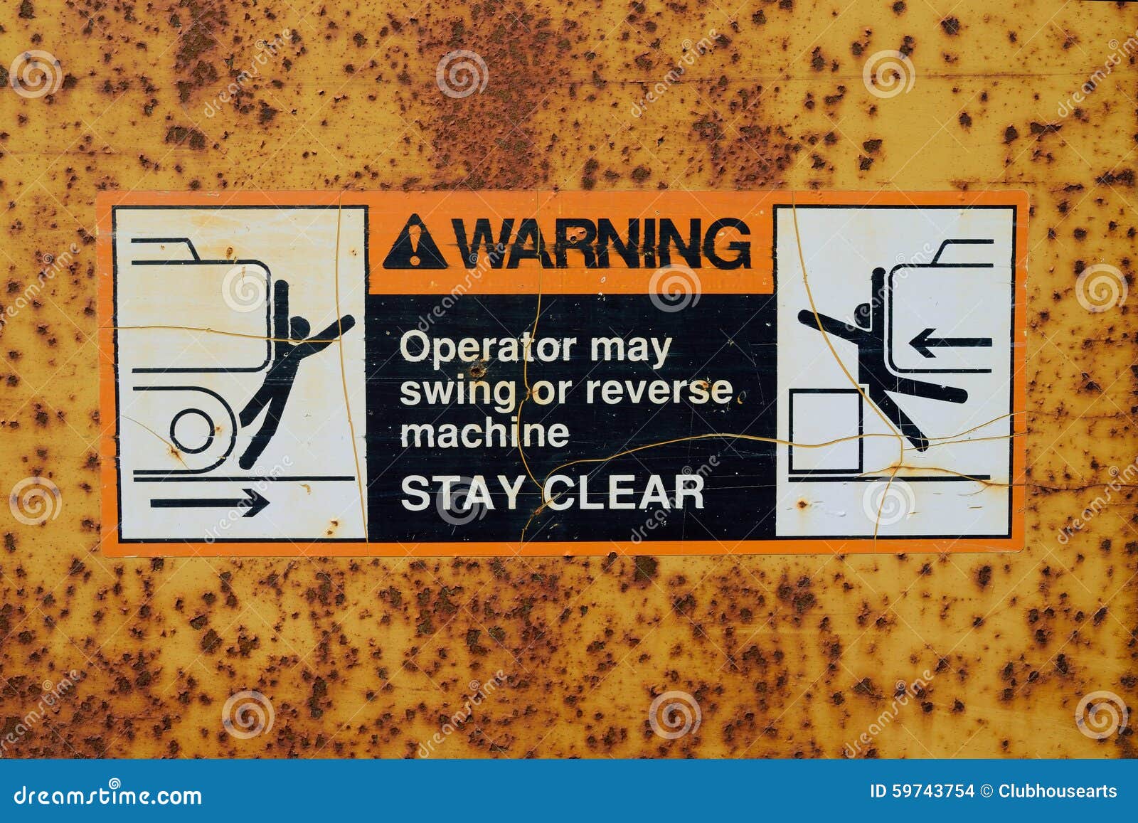Warning Label on Rusty Machinery Stock Photo - Image of frame, oxide ...