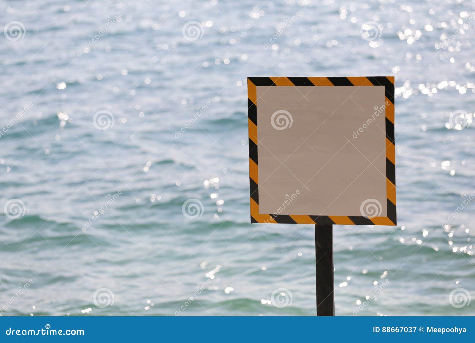 Warning labels in seaside. stock image. Image of safety - 88667037
