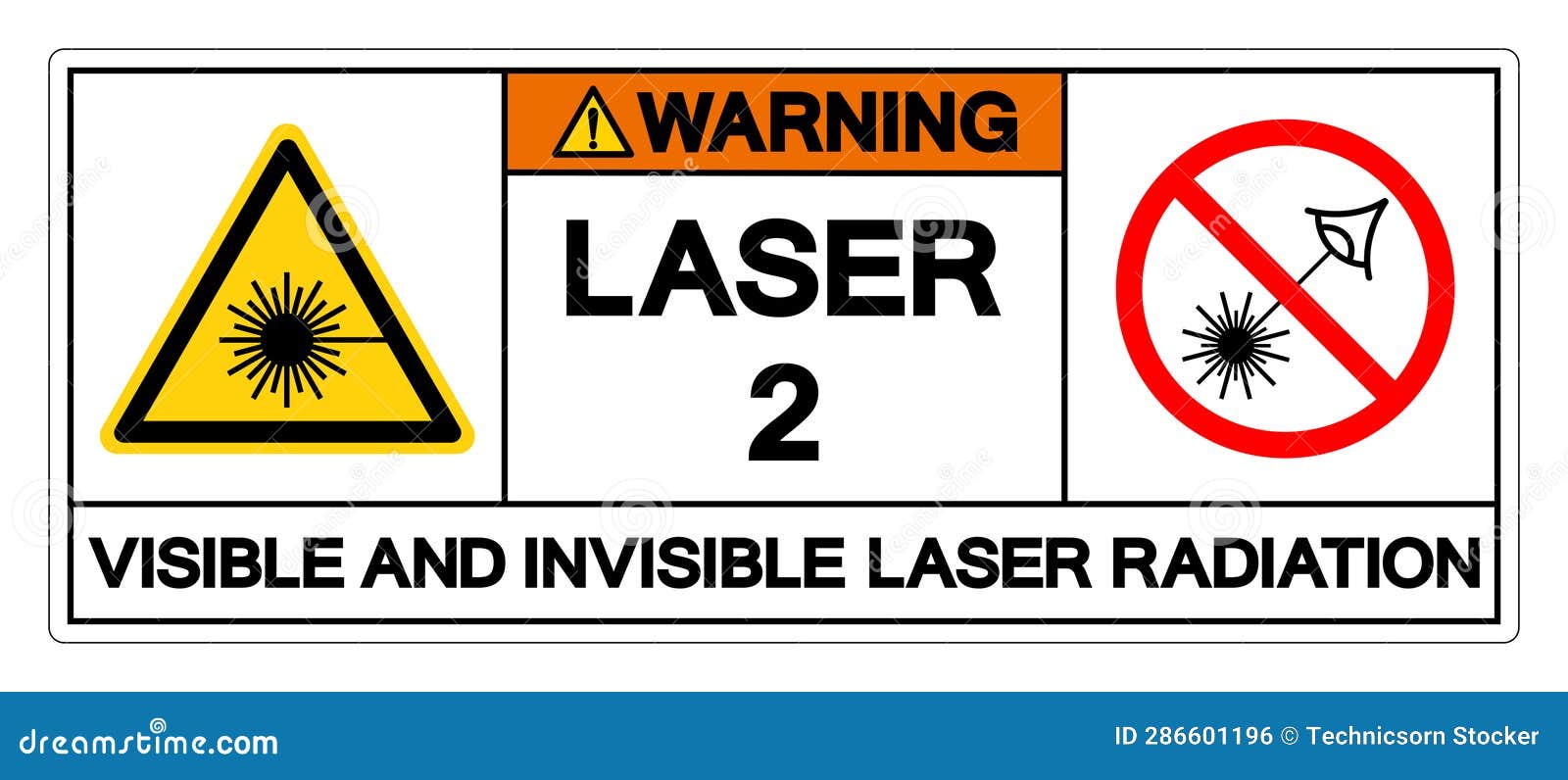 Warning Laser 2 Visible And Invisible Laser Radiation Symbol Sign ...