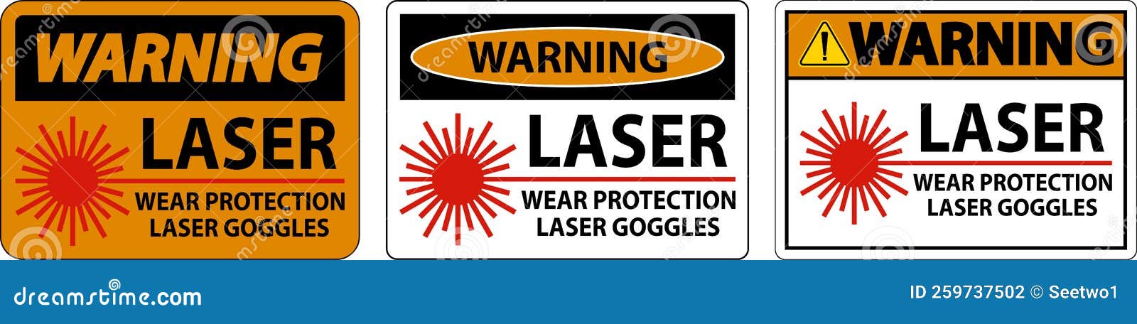 Warning Laser Wear Protective Laser Goggles Sign on White Background ...