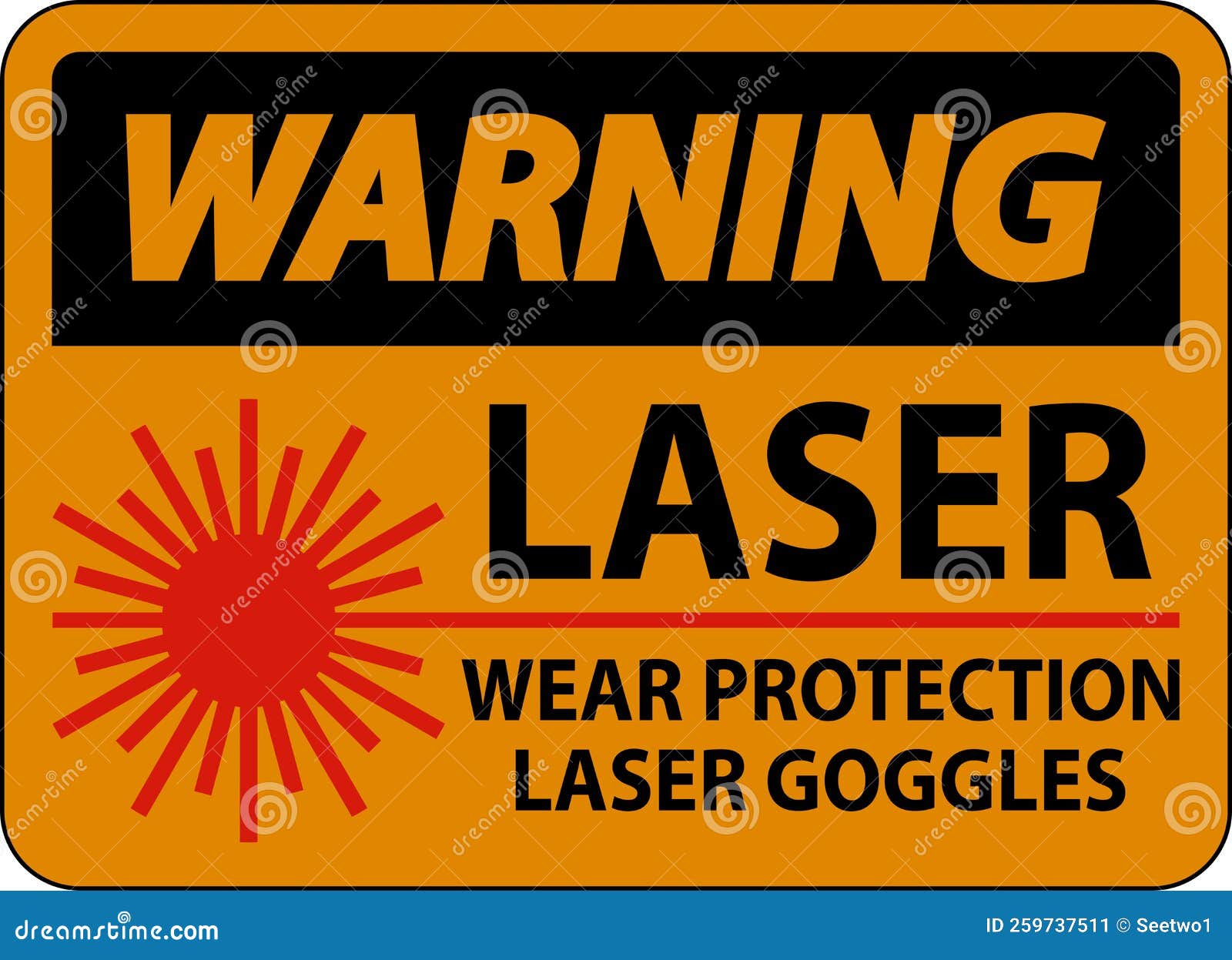 Warning Laser Wear Protective Laser Goggles Sign on White Background ...