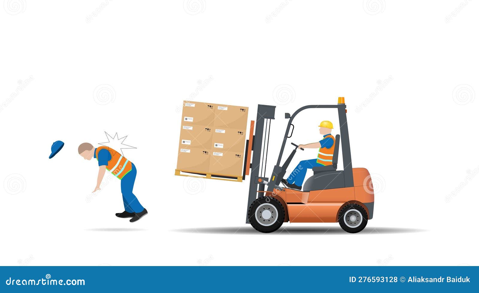 Collision During Forklift Operation Work Accident At Warehouse Logistic ...