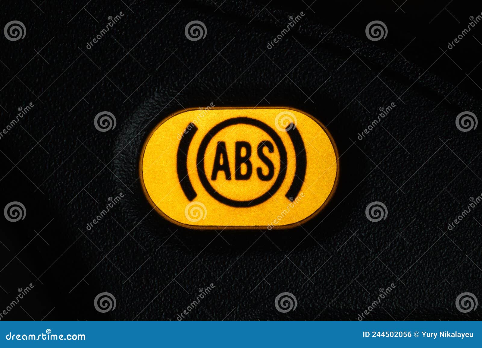 Warning Light of the Anti-lock Braking System -ABS on the Dashboard of ...