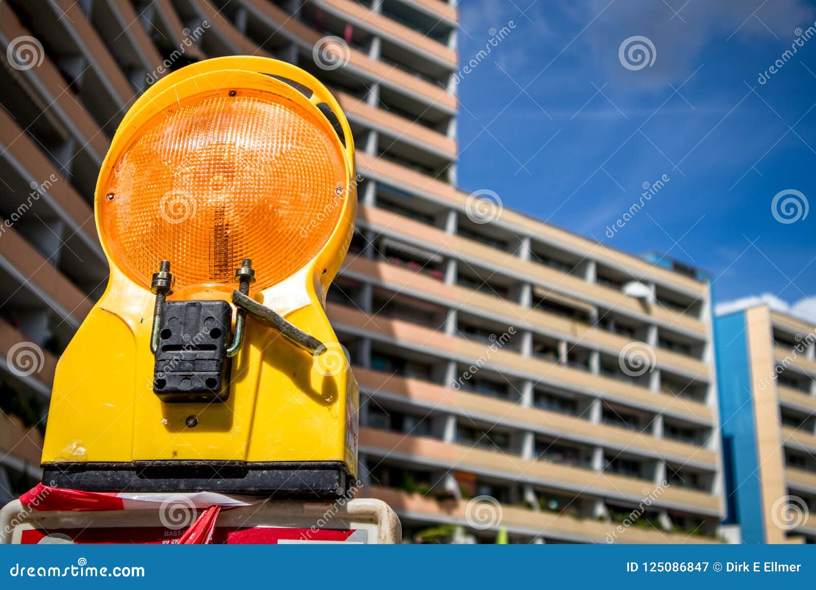 Warning Light in Front of a Building. Stock Image - Image of private ...