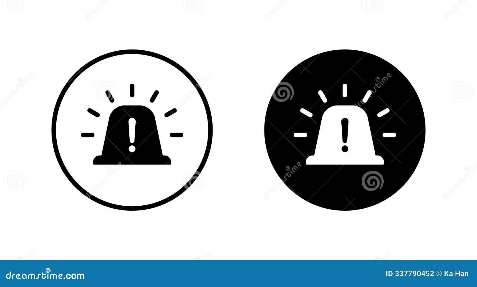 Warning Light Icon on Black Circle. Lamp with Exclamation Mark Sign ...