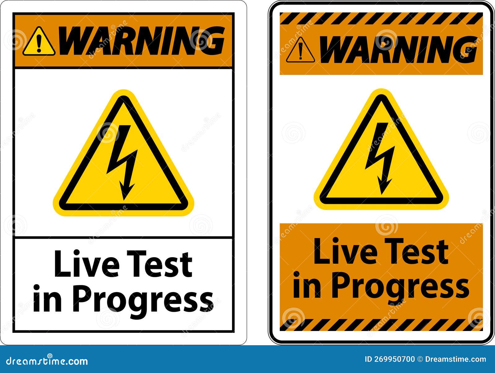 Warning Live Test in Progress Sign on White Background Stock Vector ...