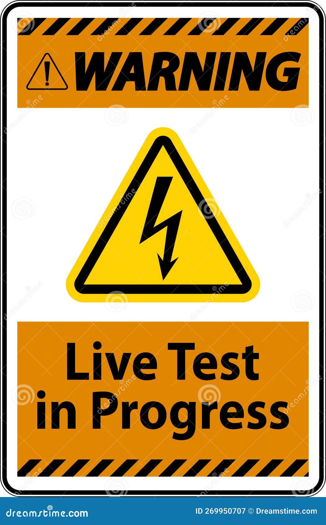 Warning Live Test in Progress Sign on White Background Stock Vector ...