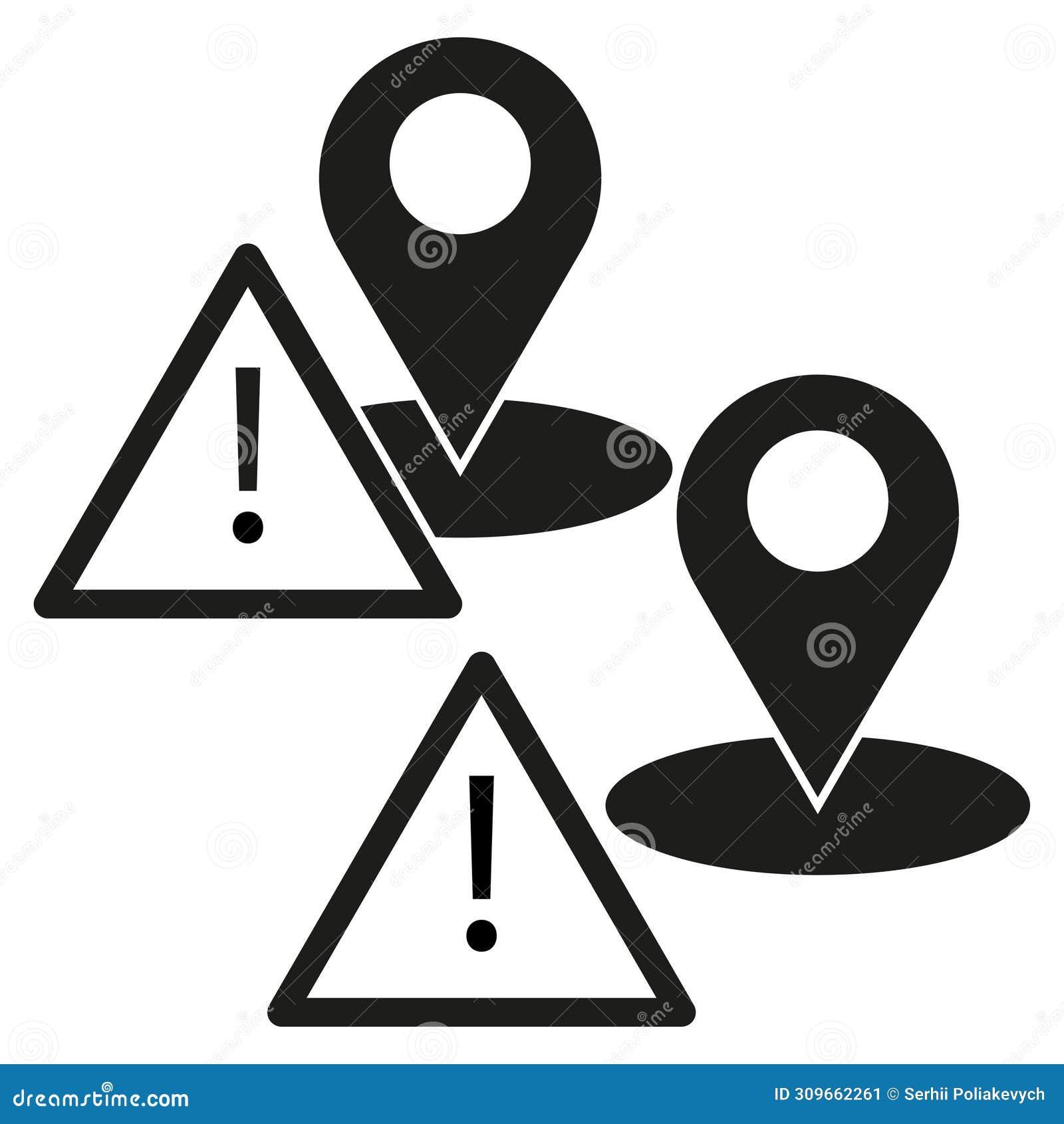 Warning Location Icon. Alert Map Pin. Vector Illustration. EPS 10 Stock ...