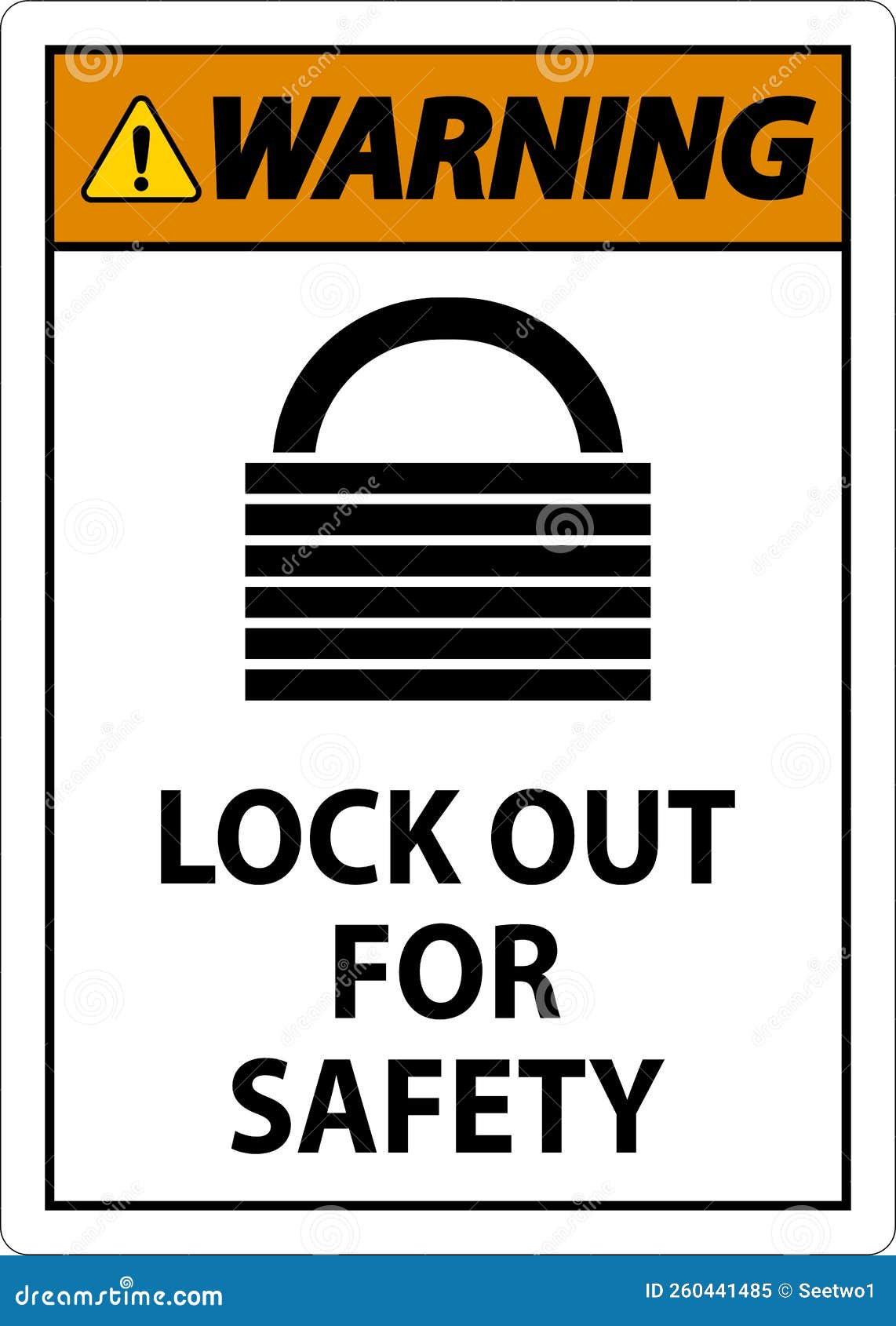 Warning Lock Out Label Sign on White Background Stock Vector ...