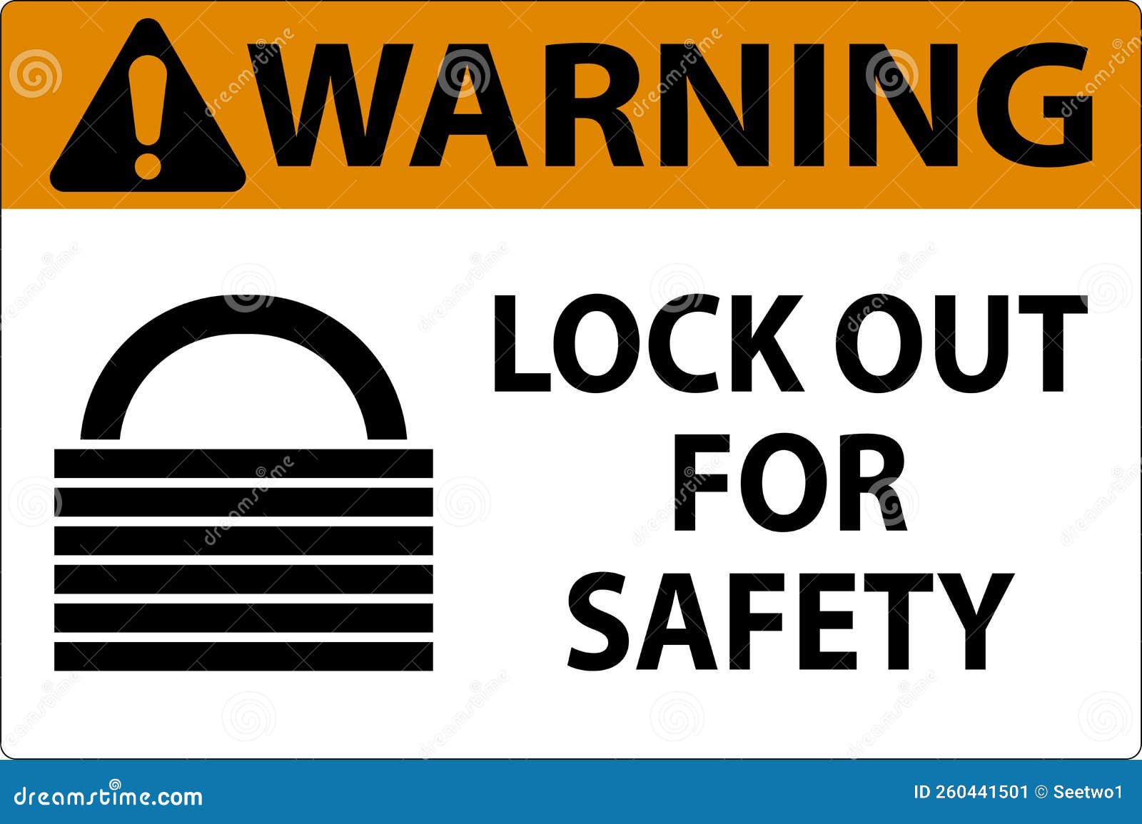 Warning Lock Out Label Sign on White Background Stock Vector ...