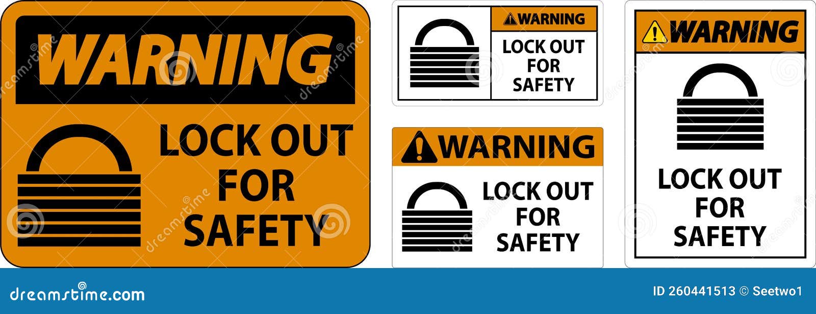 Warning Lock Out Label Sign on White Background Stock Vector ...