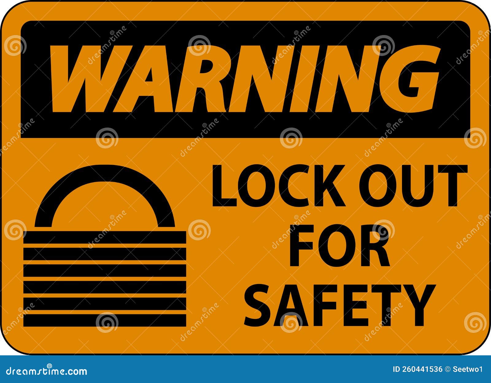 Warning Lock Out Label Sign on White Background Stock Vector ...