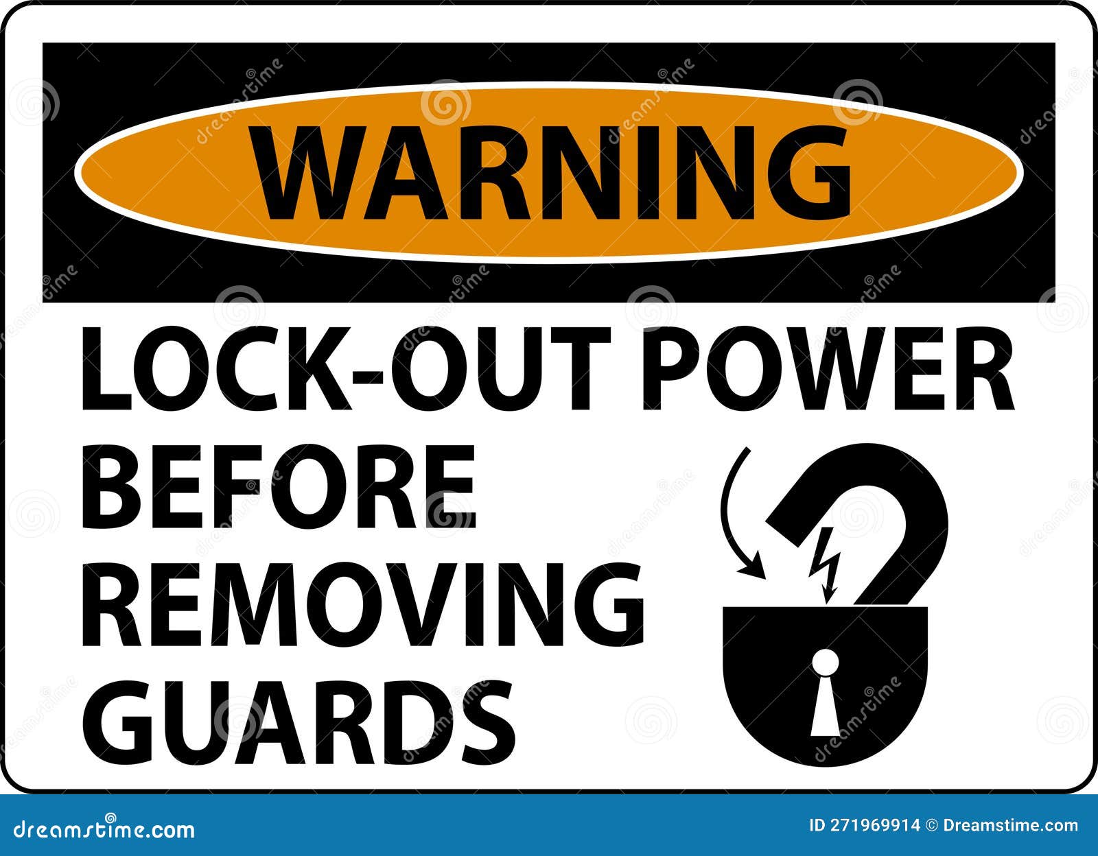 Warning Lock-Out Power Label on White Background Stock Vector ...