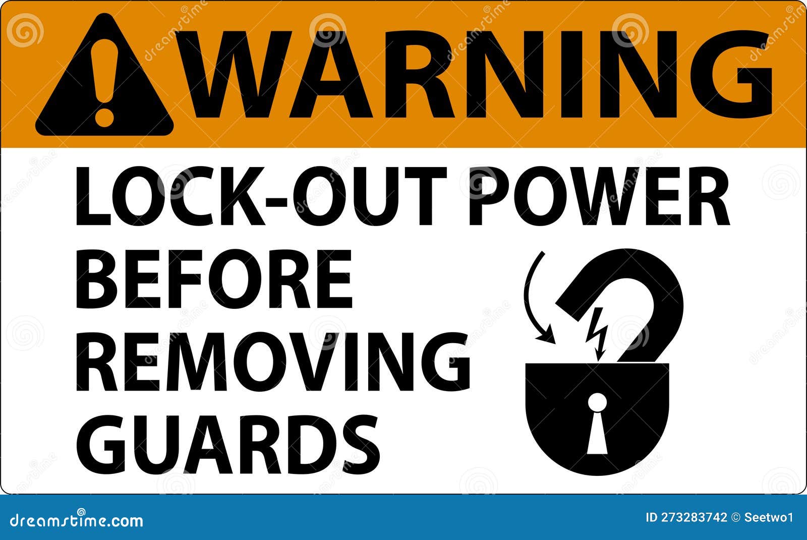 Warning Lock-Out Power Label on White Background Stock Vector ...