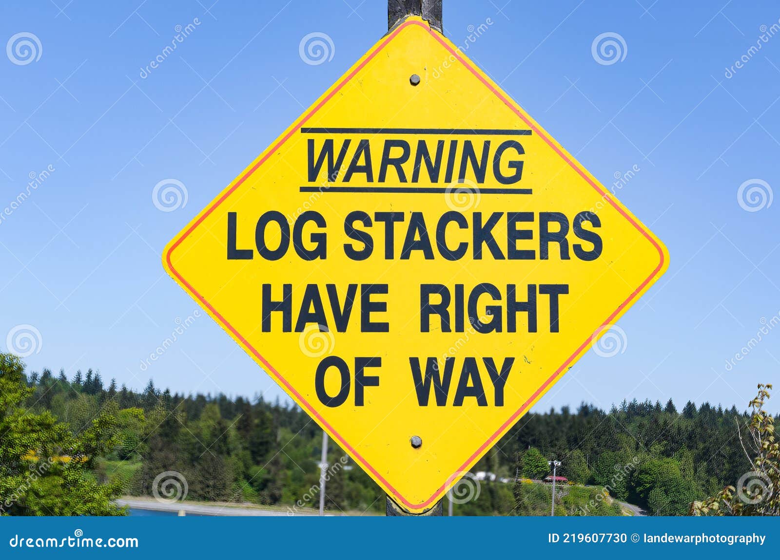 Warning Log Stackers S Road Sign Outside a Lumber Mill Stock Photo ...