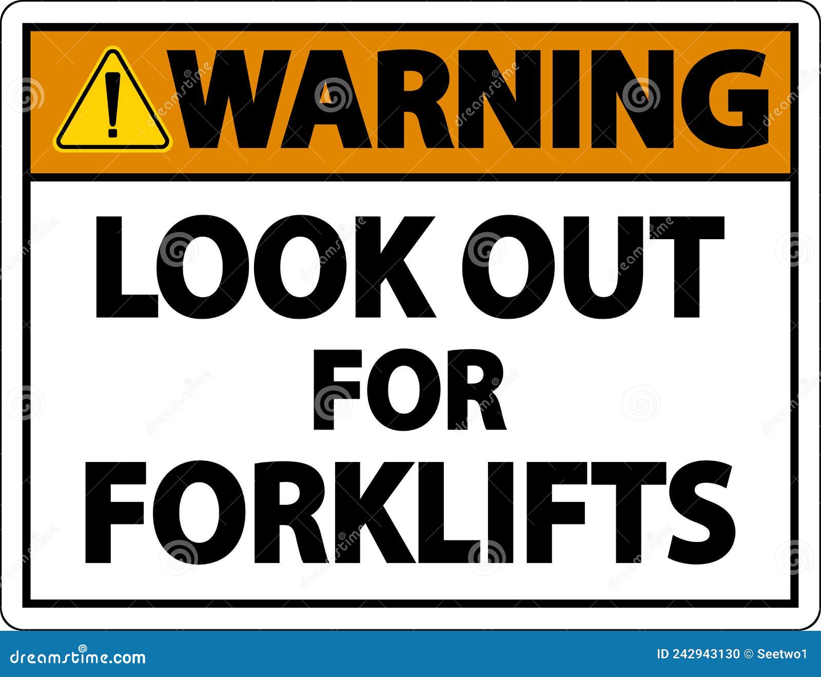 Warning Look Out for Forklifts Sign on White Background Stock Vector ...