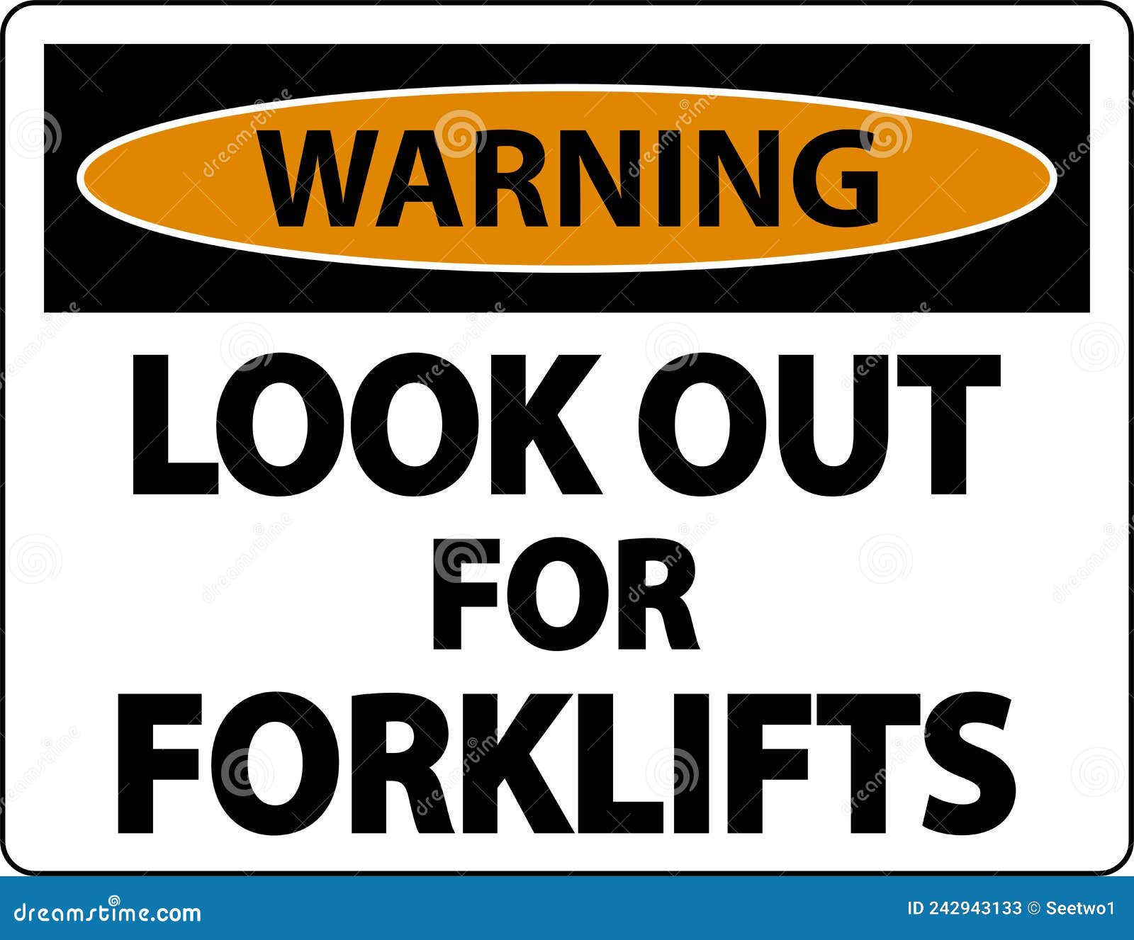 Warning Look Out for Forklifts Sign on White Background Stock Vector ...