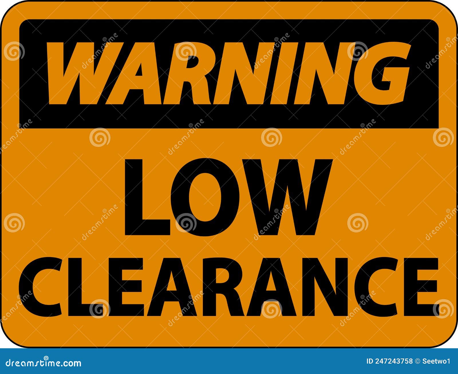 Warning Low Clearance Sign on White Background Stock Vector ...