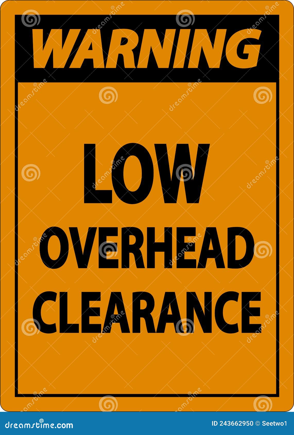 Warning Low Overhead Clearance Sign on White Background Stock Vector ...