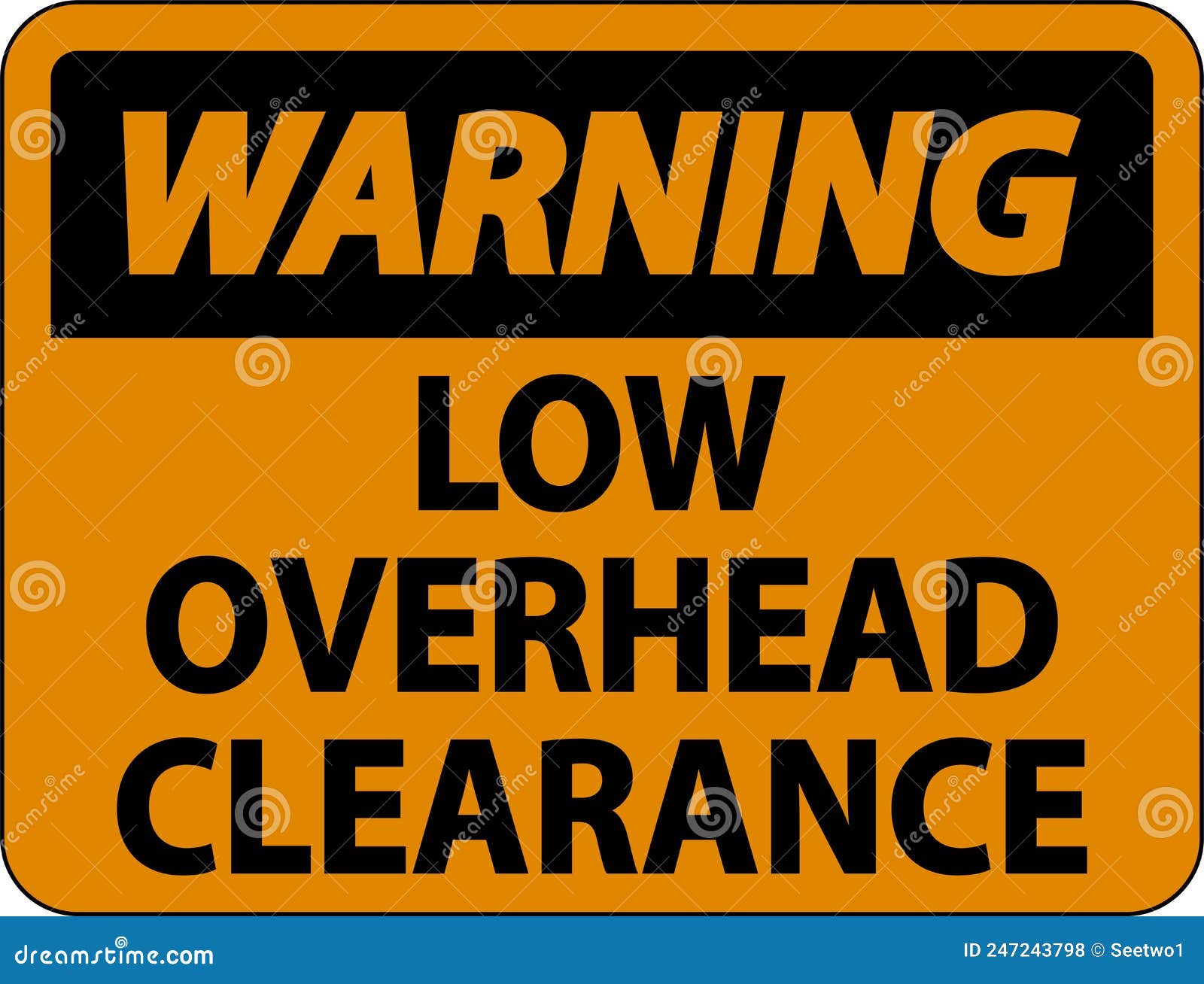 Warning Low Overhead Clearance Sign on White Background Stock Vector ...