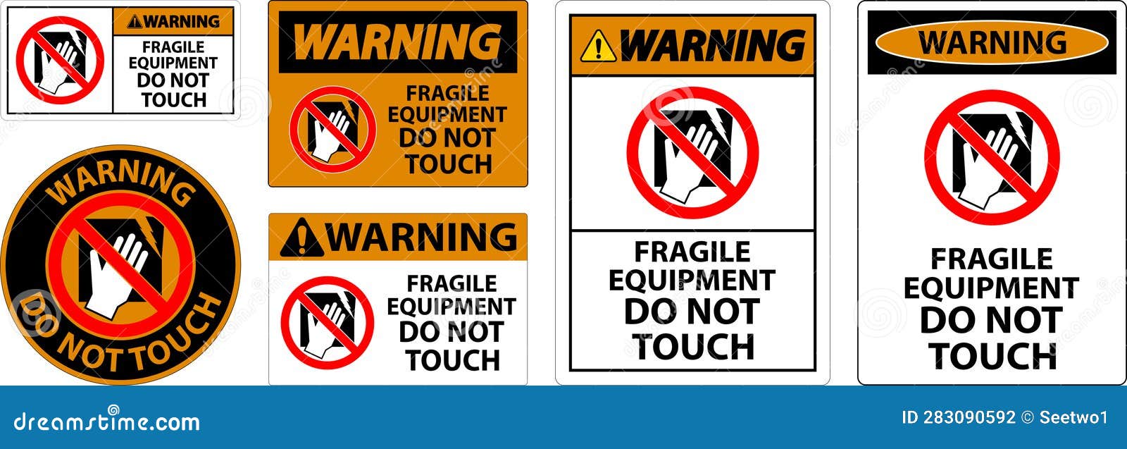 Warning Machine Sign Fragile Equipment, Do Not Touch Stock Vector ...