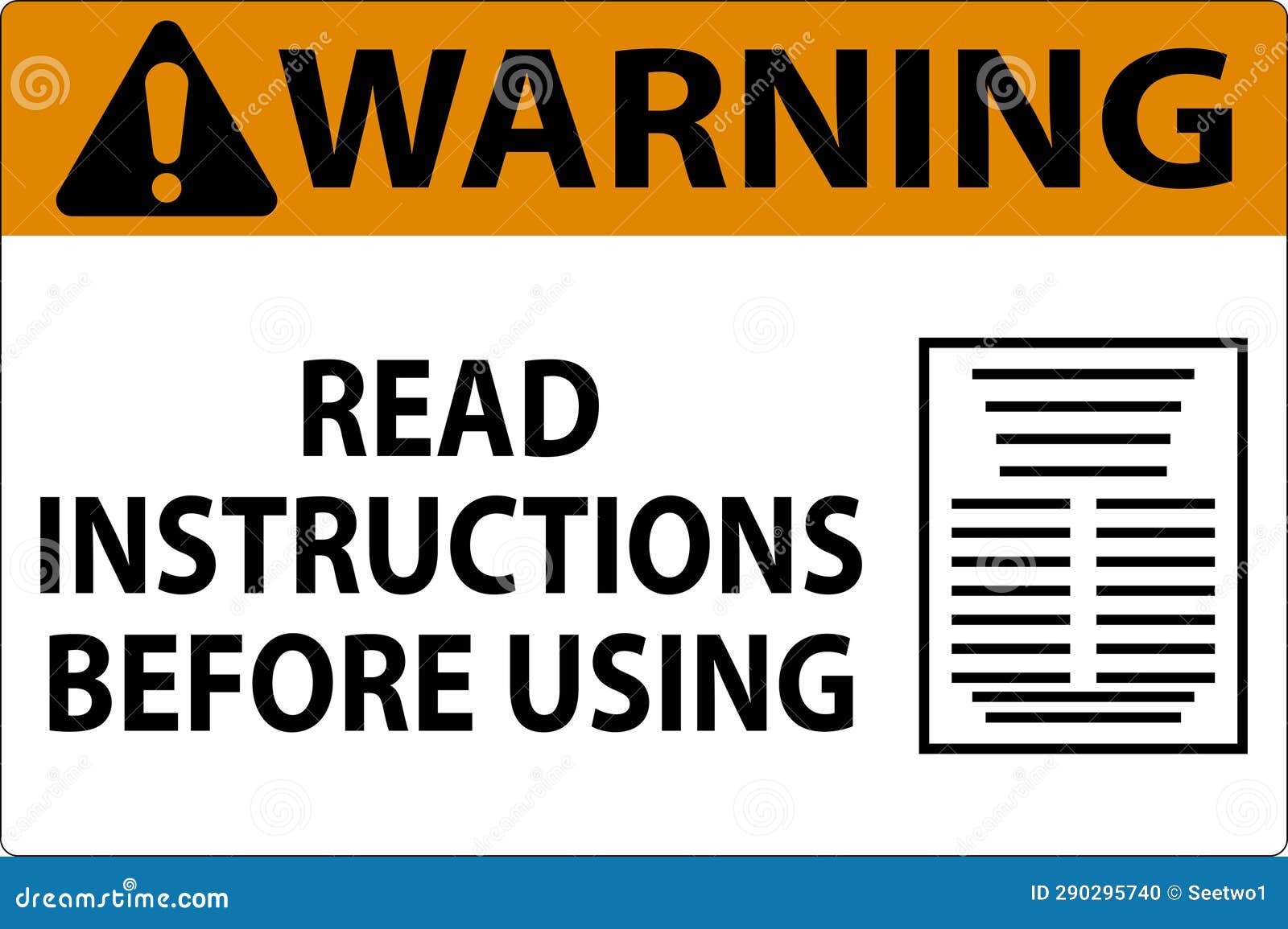 Warning Machine Sign Read Instructions before Using Stock Vector ...