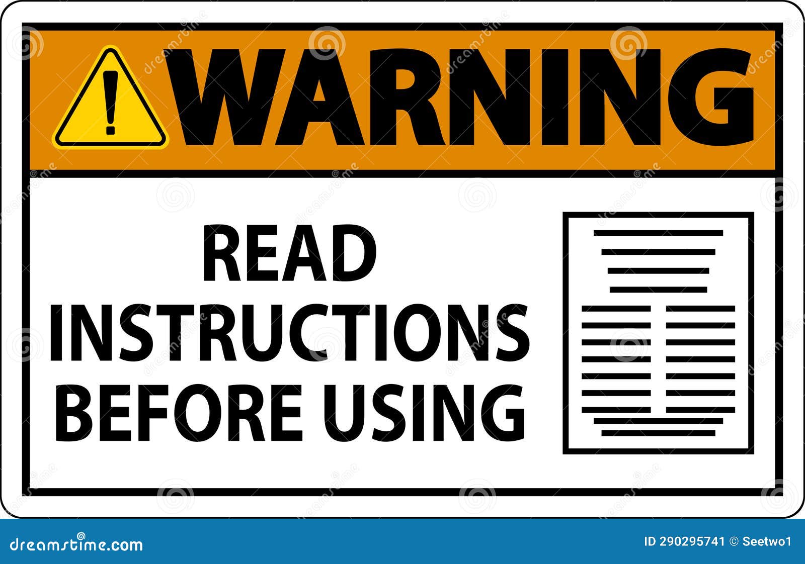 Warning Machine Sign Read Instructions before Using Stock Vector ...
