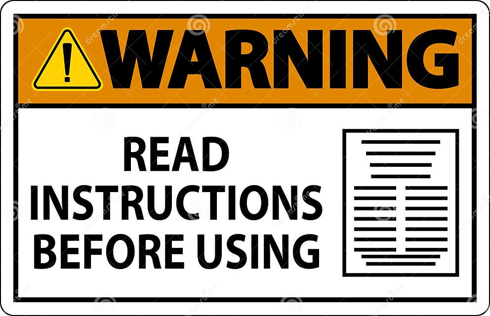 Warning Machine Sign Read Instructions before Using Stock Vector ...