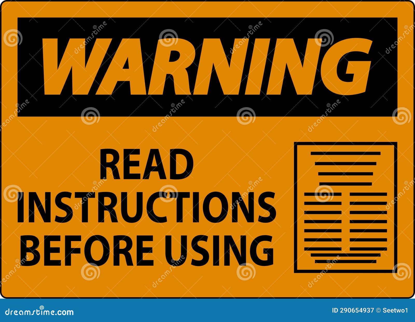 Warning Machine Sign Read Instructions before Using Stock Vector ...