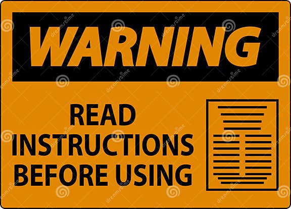 Warning Machine Sign Read Instructions before Using Stock Vector ...
